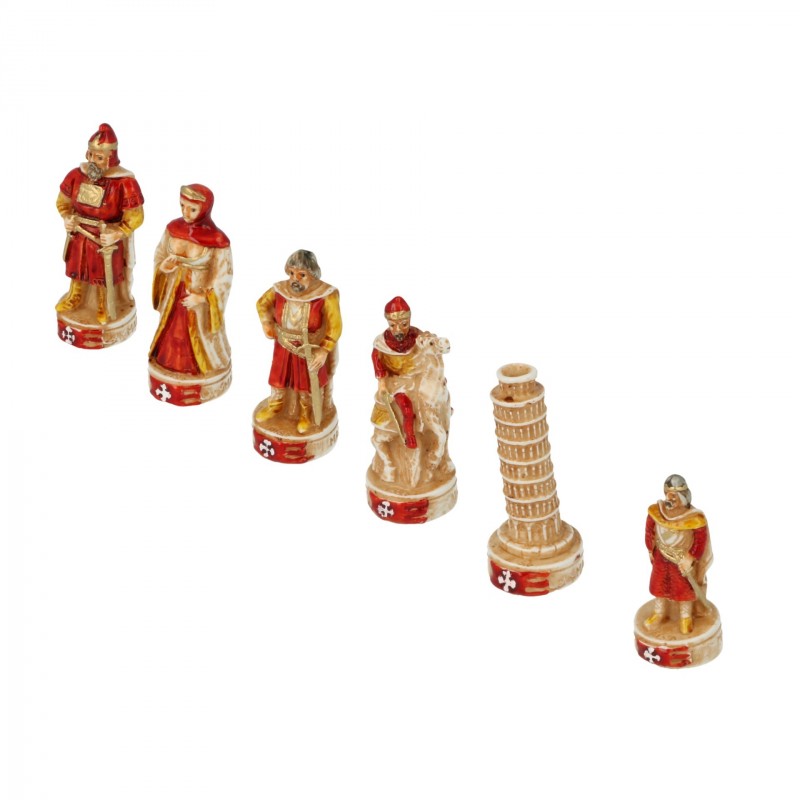 Chess pieces Maritime Republics of Italy in hand painted alabaster and ...