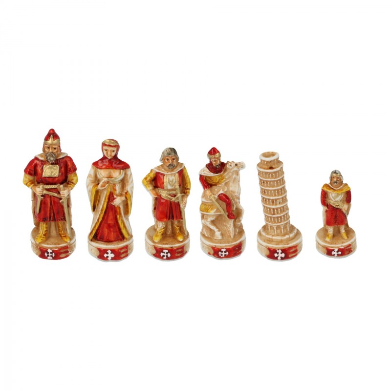 Chess pieces Maritime Republics of Italy in hand painted alabaster and ...