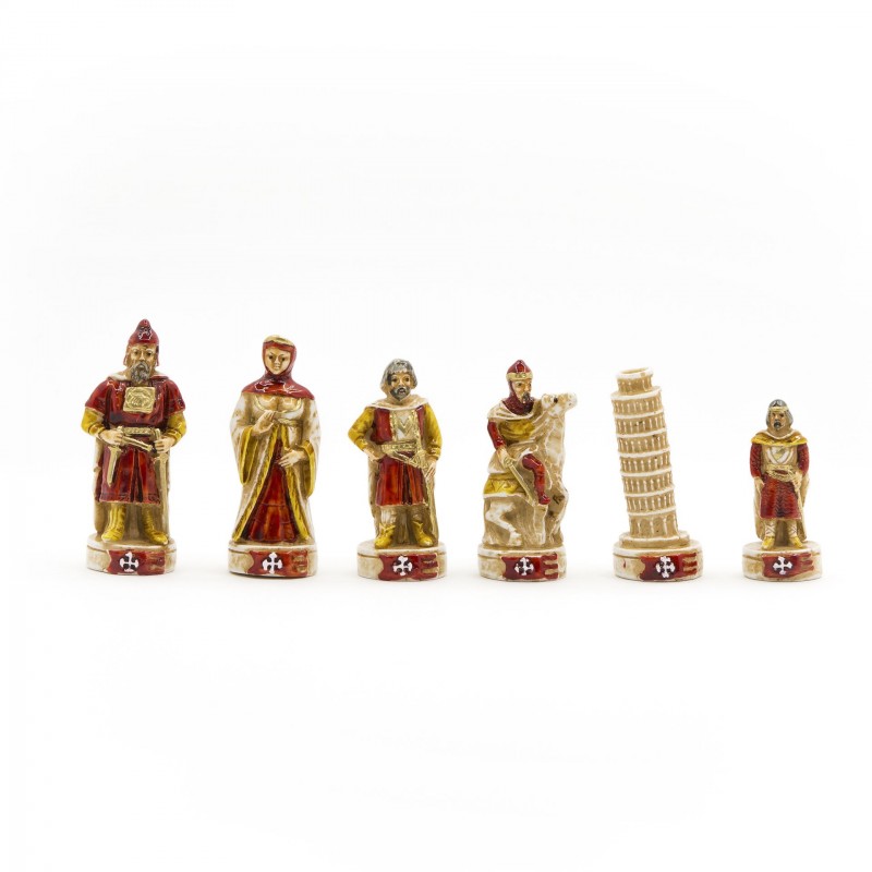 Chess pieces Maritime Republics of Italy in hand painted alabaster and ...