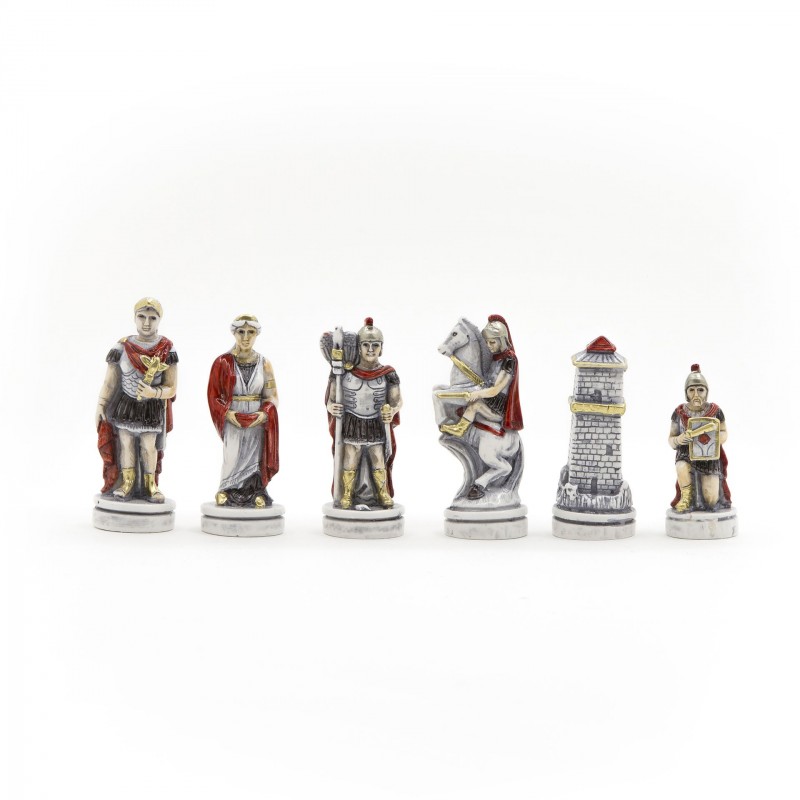 Chess pieces battle Romans vs Barbarians in hand painted alabaster and ...