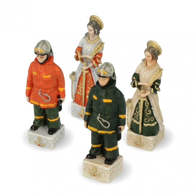 Chess pieces Italian Fire Department “yesterday and today” in hand ...