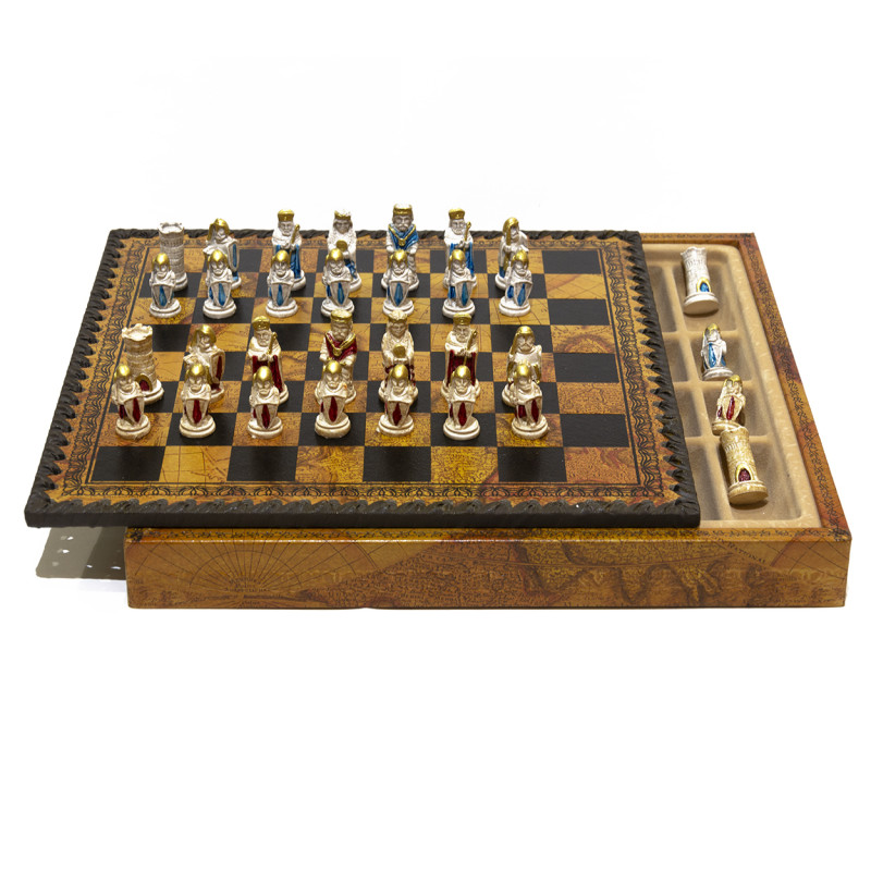 Chess Set with Chess Pieces THE MIDDLE AGES in Alabaster and Resin Hand ...