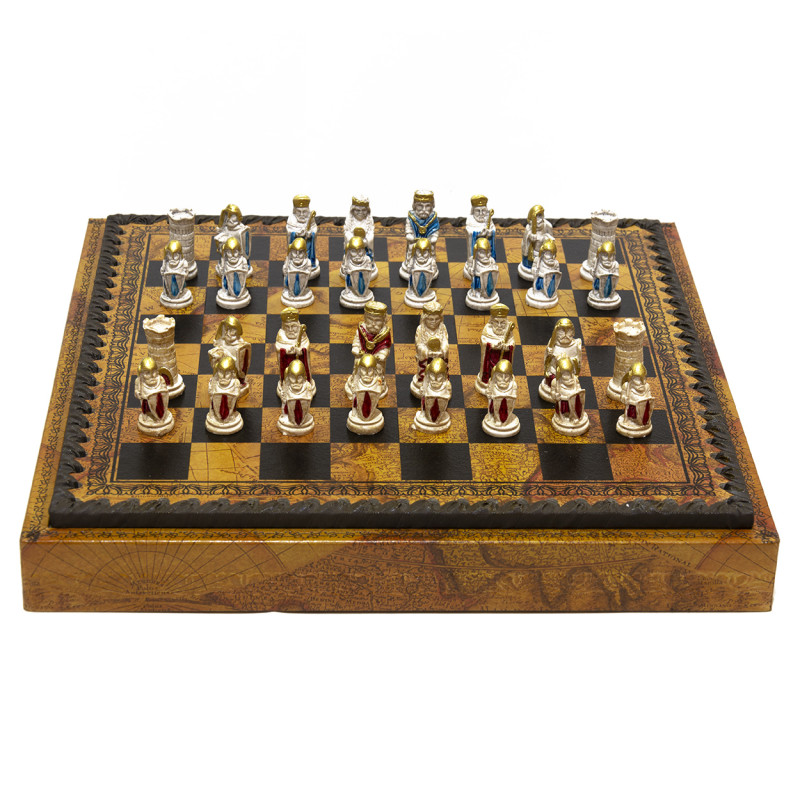 Chess Set with Chess Pieces THE MIDDLE AGES in Alabaster and Resin Hand ...