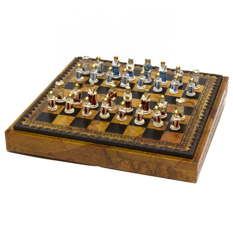Chess Set with Chess Pieces THE MIDDLE AGES in Alabaster and Resin Hand ...