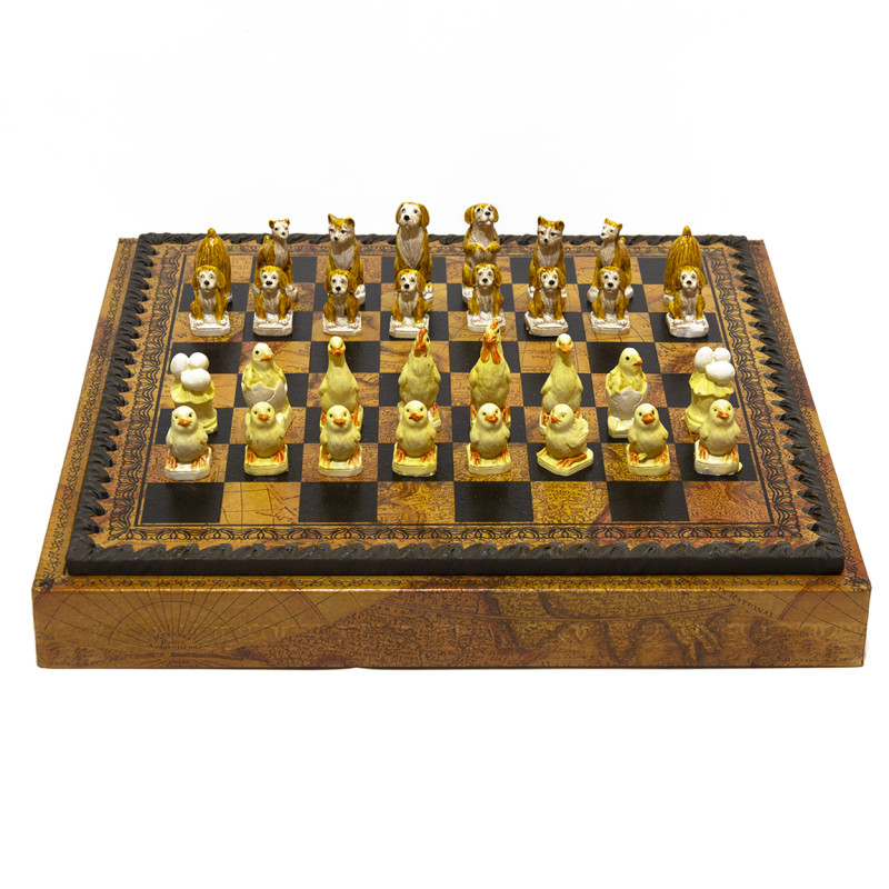 Chess Set with Chess Pieces “THE ANIMALS IN THE FARM” Hand Painted and ...